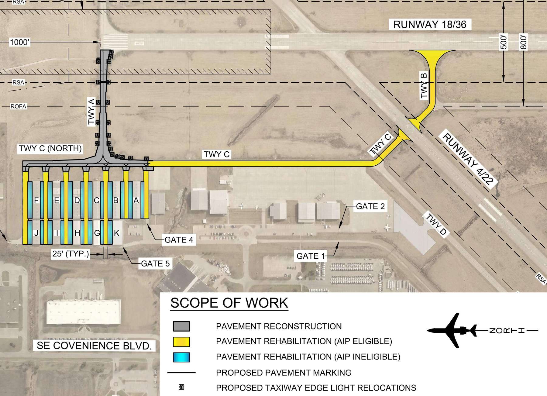 Taxiway A&C North Reconstruction, Taxiway B, C, & T-Hangar Taxilanes ...